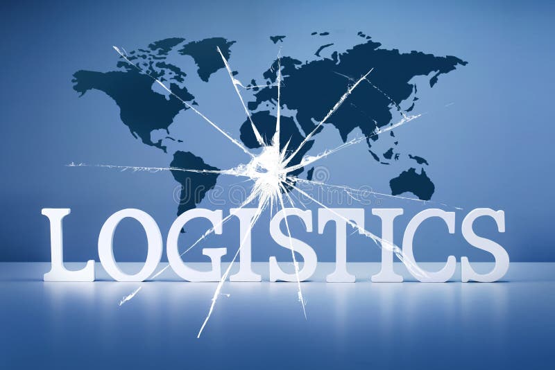 Word LOGISTICS and Cracks on Map of World Background Stock Photo ...