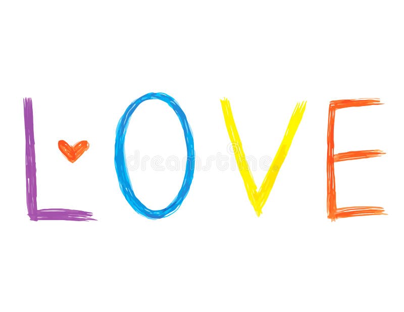 Word Love with Stylized Love Symbol Stock Illustration - Illustration ...