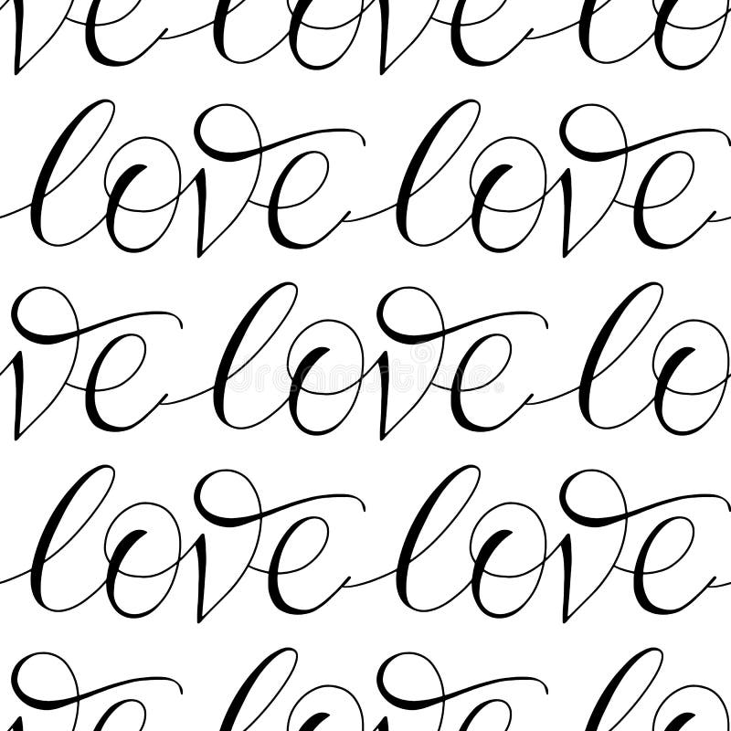 Word Love As Seamless Vector Pattern. Romantic Repeatable Backdrop ...