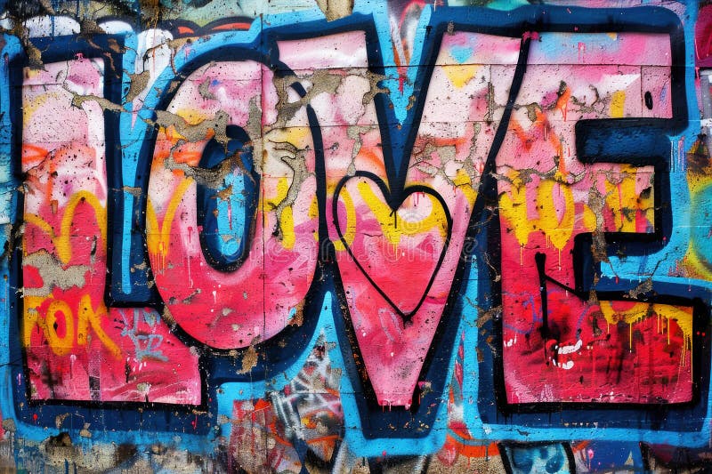 Word LOVE in a Graffiti Style. Bright Letters on the Wall Stock Photo ...
