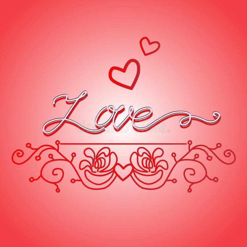 Word Love Hand Drawn Vector Stock Vector - Illustration of postcard ...