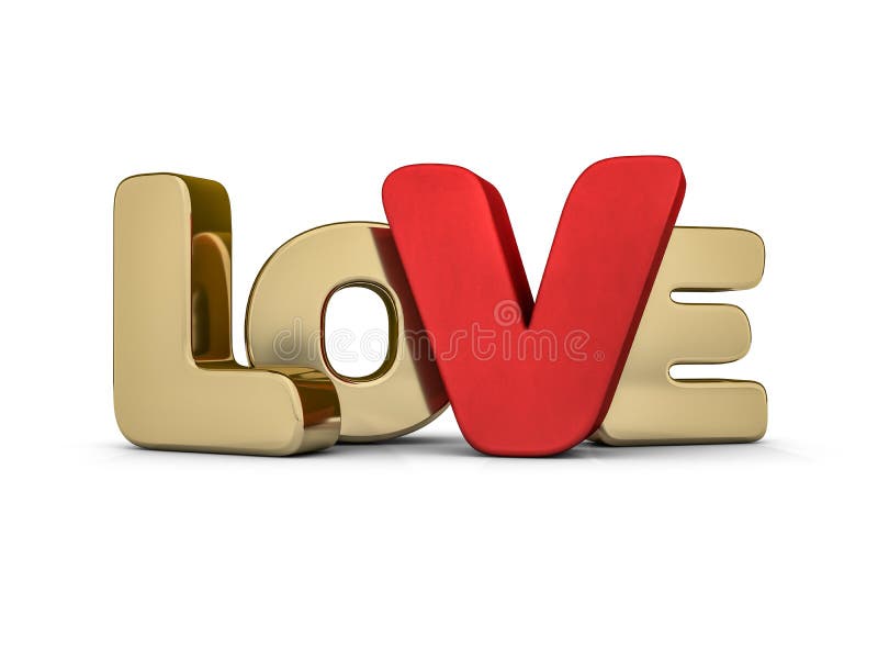 Word Love Over Background with Reflection. 3D Stock Illustration ...