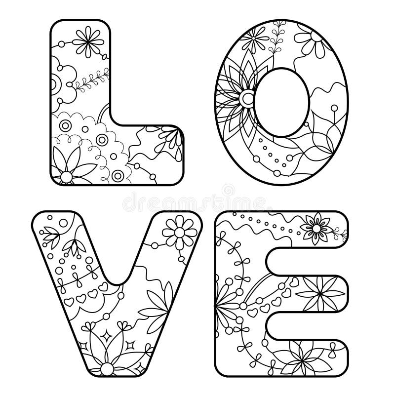 Word love painted coloring stock vector. Illustration of therapy - 71700142