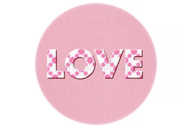 Word Love on Red Round Design Paper Against White Stock Illustration ...