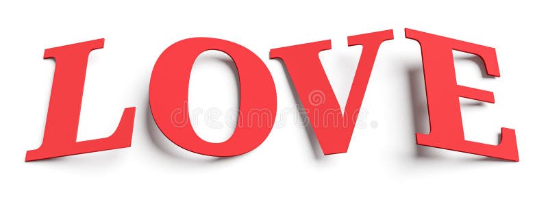 The Word "LOVE" in Red on a White Background with a 3D Effect Stock ...