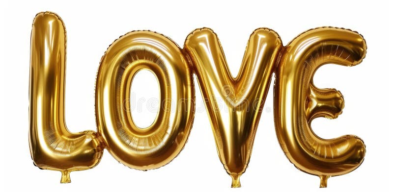 The Word Love is Spelled with Gold Balloons Stock Illustration ...