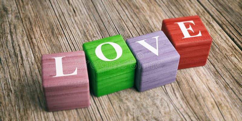 Word Love on Wooden Blocks. 3d Illustration Stock Illustration ...