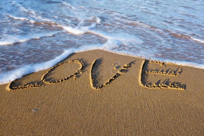 Word LOVE Written On The Sand At The Beach Stock Image - Image of ...