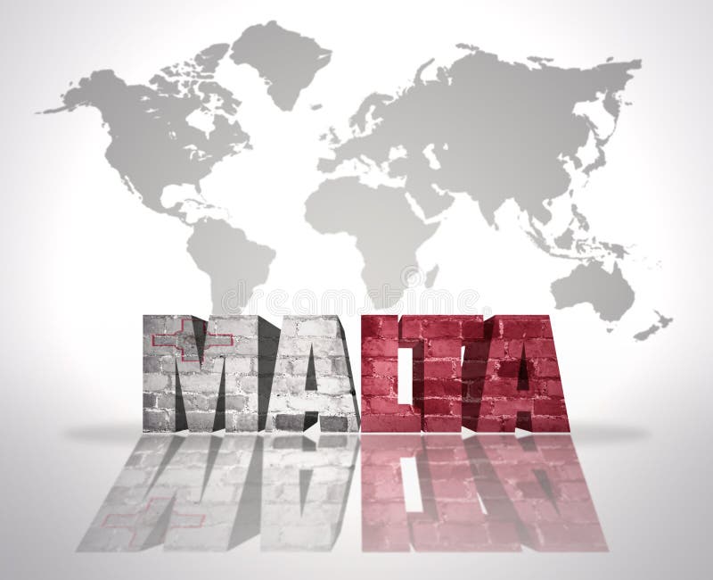 Word Malta on a World Map Background Stock Illustration - Illustration ...
