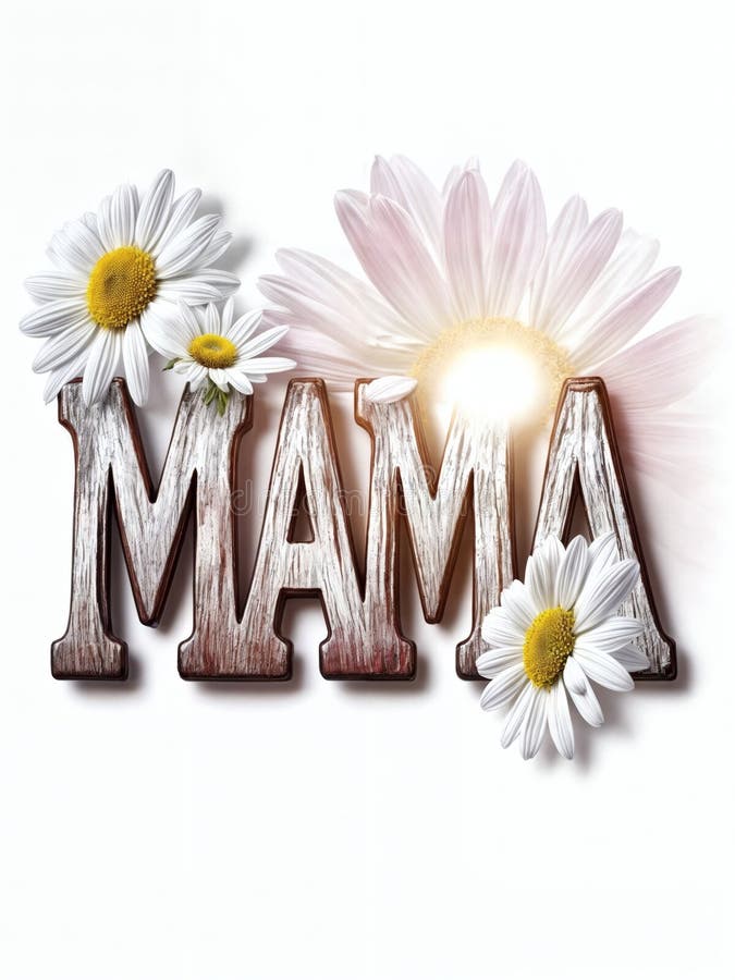 The Word "MAMA" in Bold Letters with Daisies Stock Illustration ...