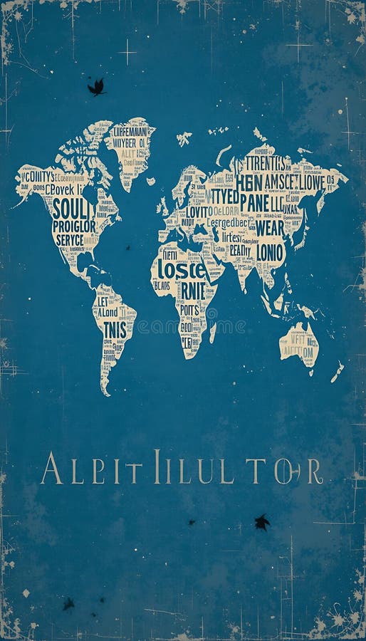 Word Map Illustration of the World with Abstract Text Design Stock ...