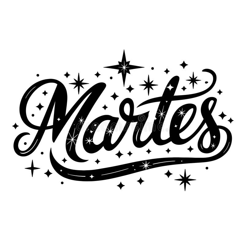 The Word Martes is Stylized in Bold, Decorative Lettering Surrounded by ...