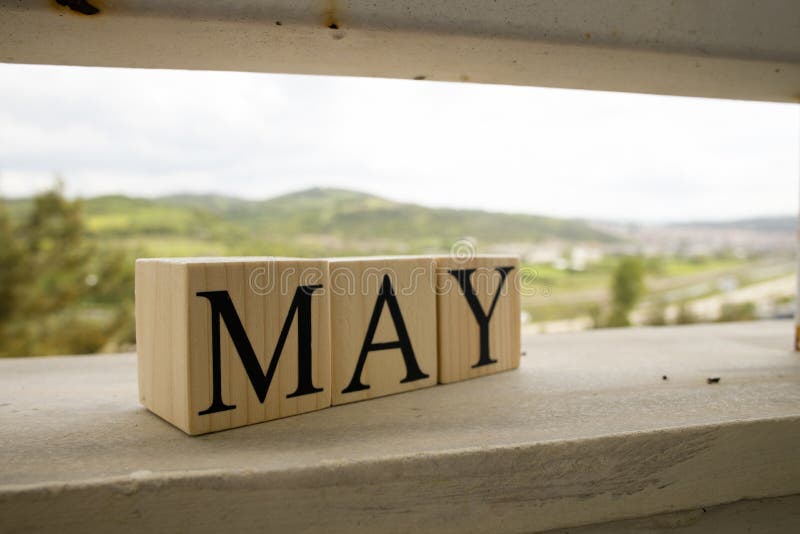 The Word May from Wooden Cubes. Spring Concept Stock Image - Image of ...