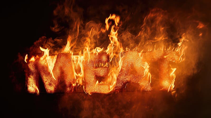 Word Meat on Fire stock image. Image of fire, typography - 306020037