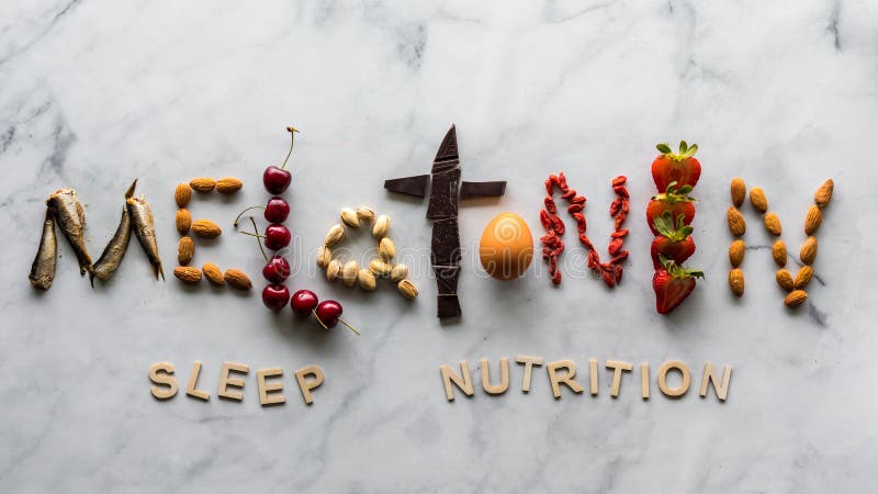 The Word Melatonin Made from Foods High in Melatonin. Sleep Nutrition ...