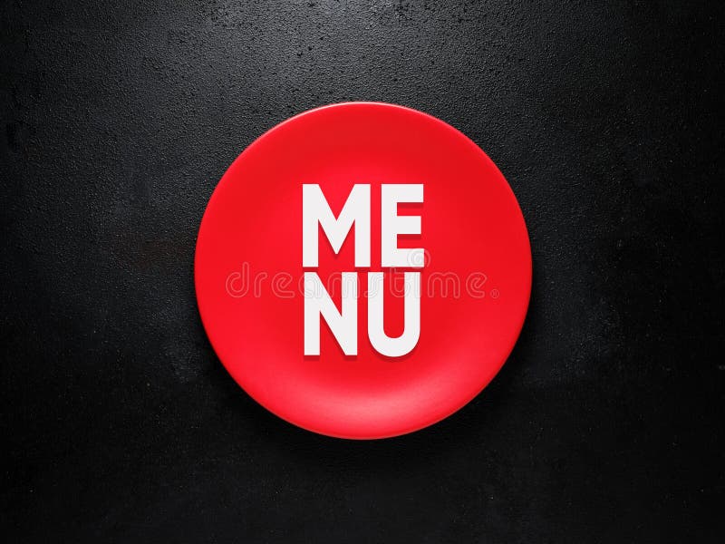 The Word Menu on a Red Plate Over Black Background. Restaurant Menu ...