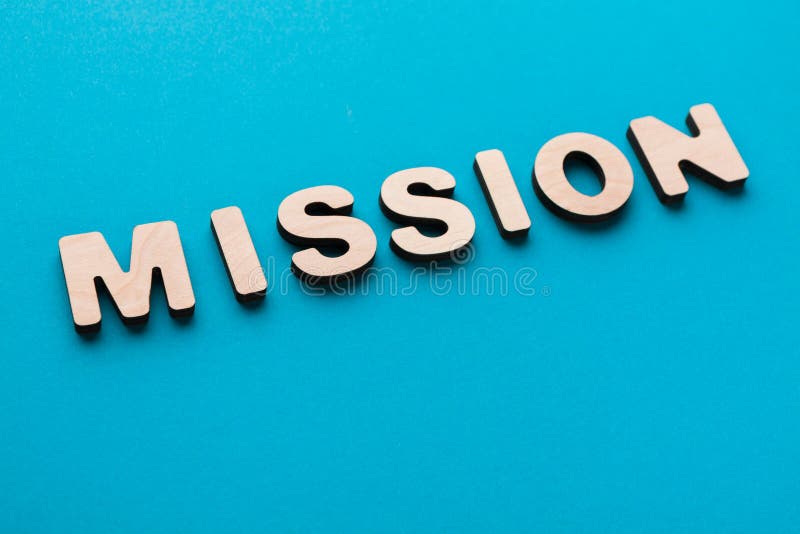 Word Mission on Blue Background Stock Photo - Image of script, letter ...