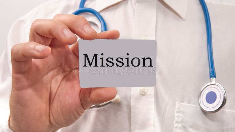 The Word Mission Written on a Card in the Hands of a Doctor. the ...