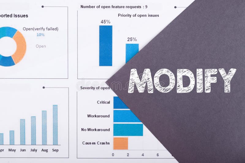 The Word MODIFY is Written on a Gray Background with Diagrams and ...