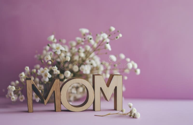 The Word Mom in Wooden Words Against a Purple Backdrop Stock Photo ...