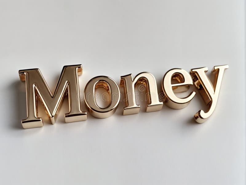 Word Money in 3d Gold Letters with White Background Stock Illustration ...