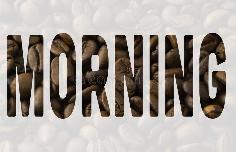The Word Morning in Wood and Coffee Stock Photo - Image of breakfast ...