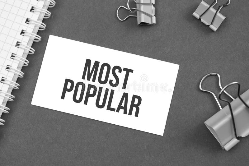 The Word Most Popular Word Written on Gray Background with Paper Clips ...