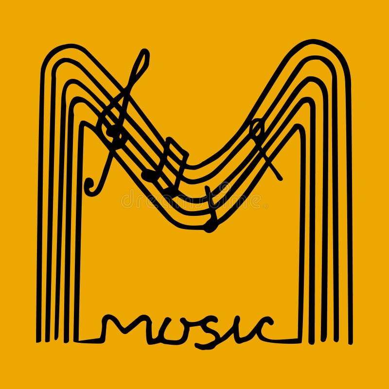 Word Music with Letter M of Stave Scribble Stock Vector - Illustration ...