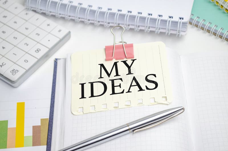 Word My Ideas on Yellow Sticker and Pen with Charts Stock Image - Image ...