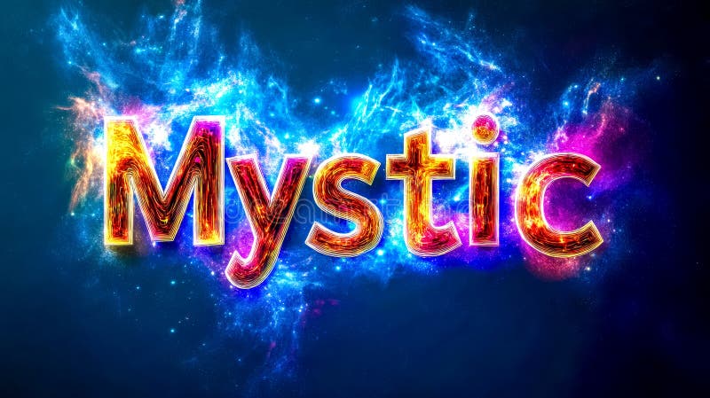 Mystic Text Effect with Glowing Star Patterns and Smoke on Blue ...