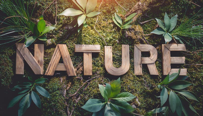 Word NATURE Made of Wood in Forest Stock Illustration - Illustration of ...