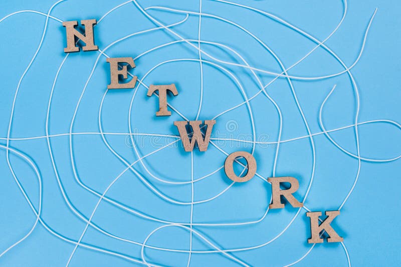 The Word Network with Wooden Letters in the Form of an Abstract Spider ...