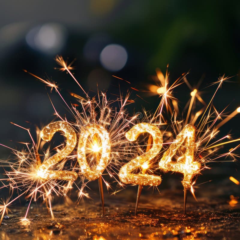 The Word 2024 Number of New Year New Chapter and Begining with Sparkler ...