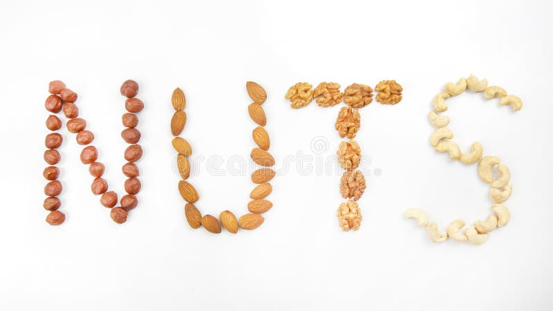 The Word Nuts Made Up of Different Types of Nuts. Vitamin Organic ...