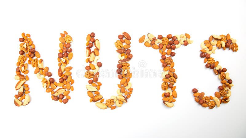 The Word Nuts Made Up of Different Types of Nuts. Vitamin Organic ...