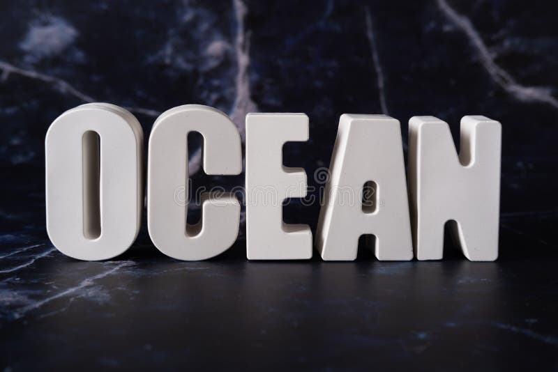 Word Ocean Made from White Concrete Letters on the Blue Background ...