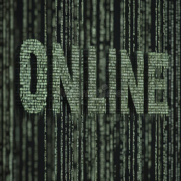 The Word ONLINE in a Matrix-like Font, with Falling Green Code ...
