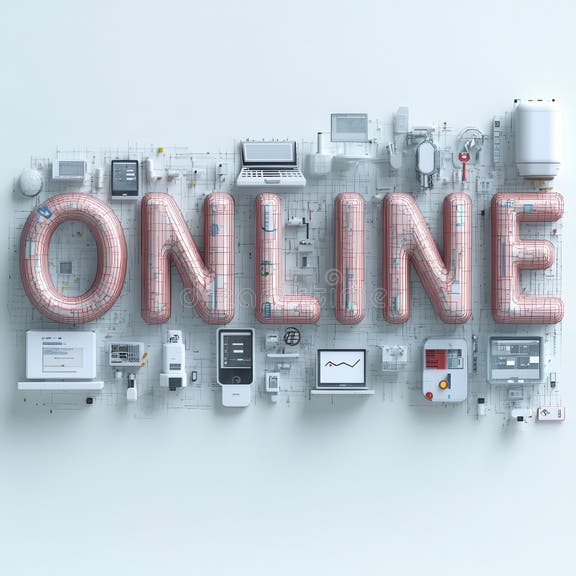 The Word ONLINE in a Matrix-like Font, with Falling Green Code ...