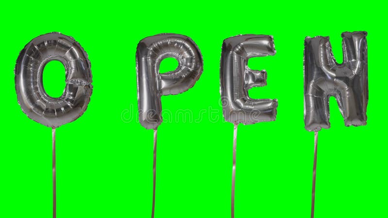 Word Closed from Helium Golden Balloon Letters Floating on Green Screen ...
