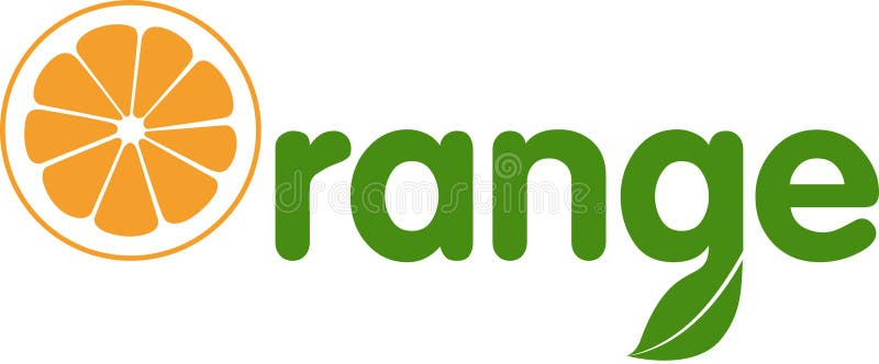 Word Orange Design Decorated with Orange Slice and Leaves Stock Vector ...