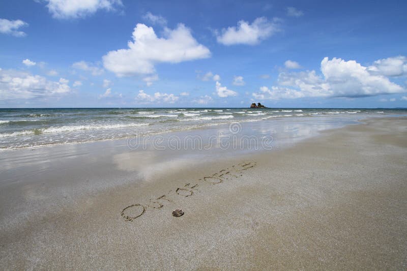 Out of Office Sign on Beach Sand Stock Photo - Image of advertisement ...