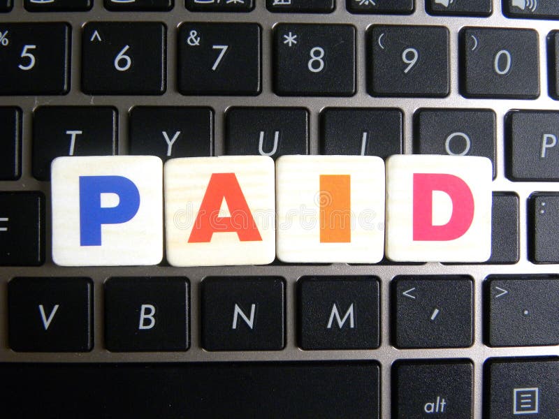 Word Paid Of Three-dimensional Letters Is In Foreground With Growth ...