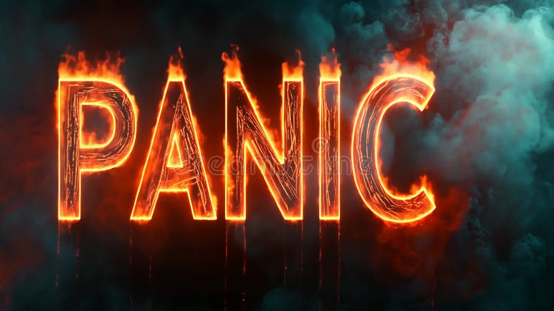 Word Panic in Flames with Smoky Background Stock Video - Video of ...