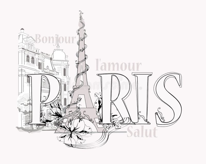 Word Paris Decorated with Eiffel Tower Stock Vector - Illustration of ...