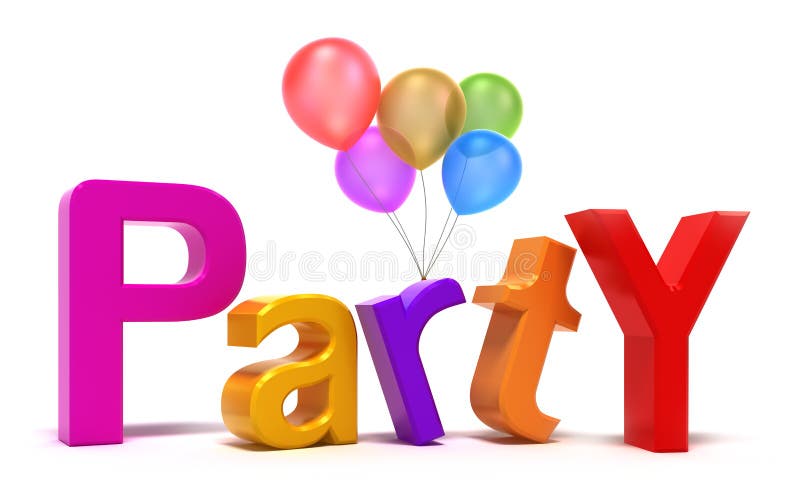 Word Party with Colourful Letters Stock Illustration - Illustration of ...