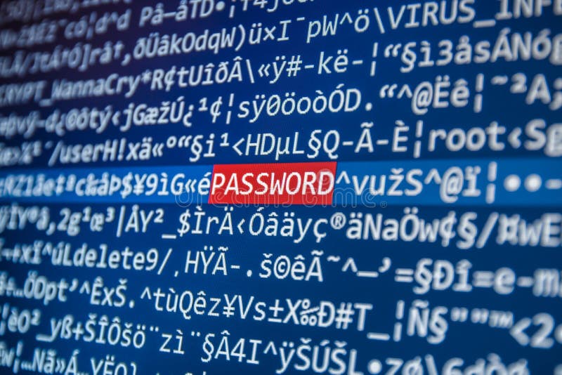 Word PASSWORD on the Screen among the Code Stock Image - Image of ...