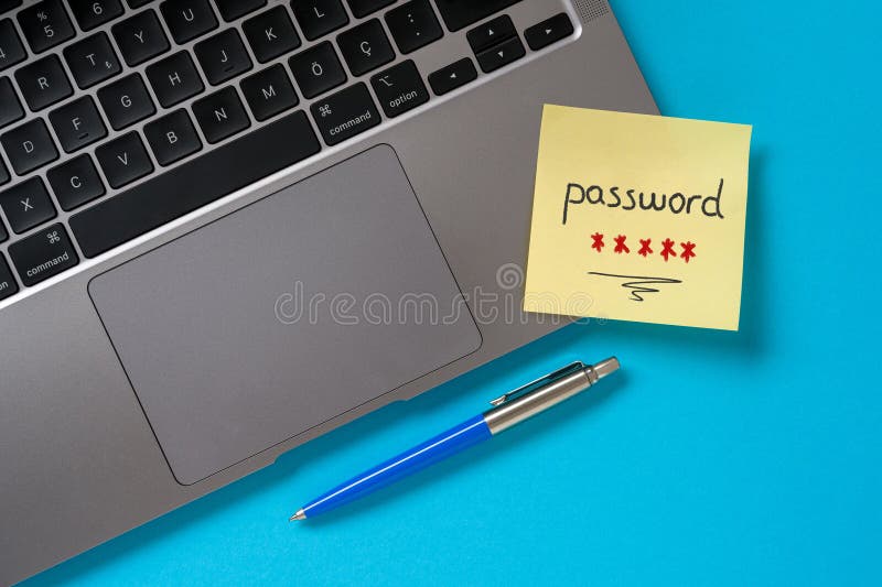 The Word Password Written on a Sticky Note Paper on Modern Laptop Stock ...