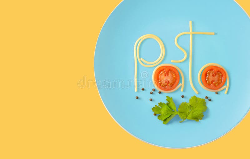 Word Pasta Made of Cooked Spaghetti on the Plate Stock Photo - Image of ...