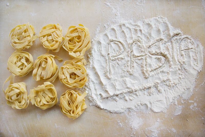 The Word Pasta Written with the Flour Stock Photo - Image of rigatoni ...