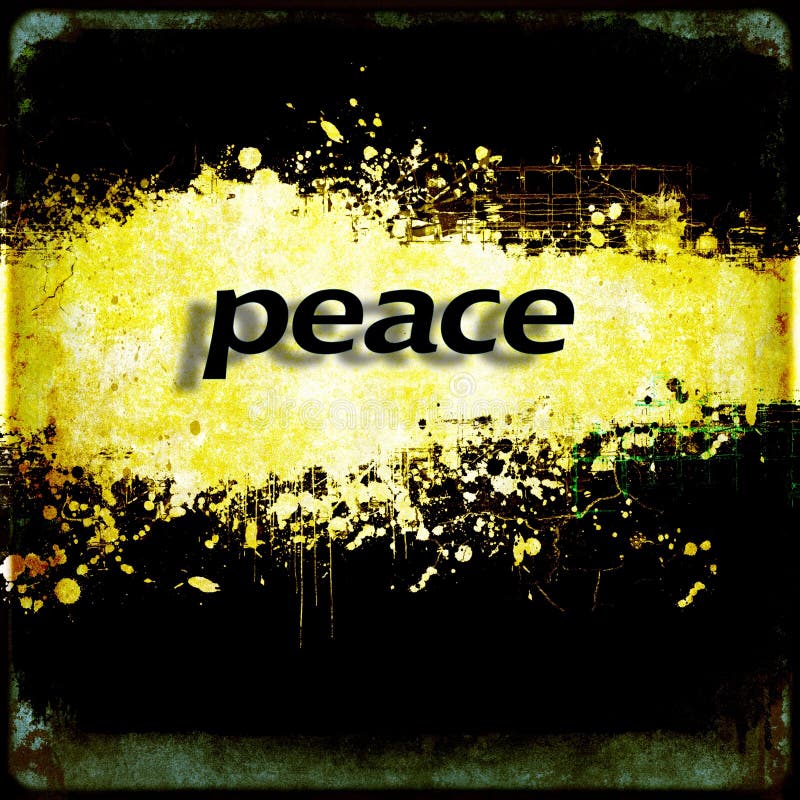 Word `peace` on Black and Yellow Grunge Background. Communication ...